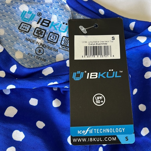 IBKUL | Tops | Ibkul Evelyn Long Sleeve Crew Neck Top Blue And White ...